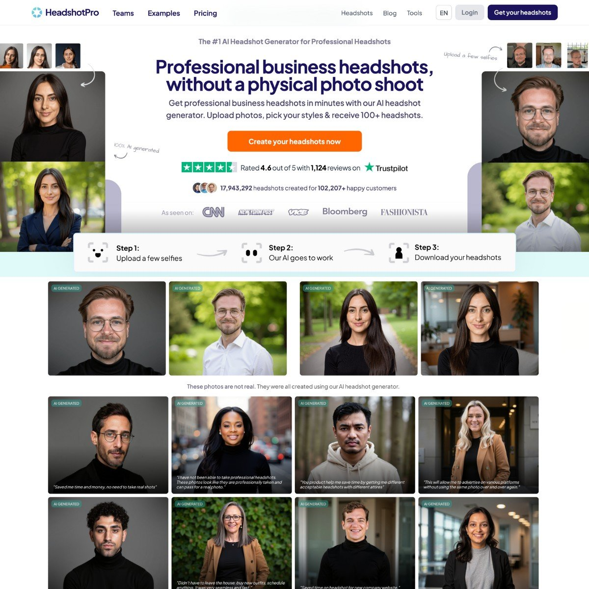 HeadshotPro: AI Professional Headshots in 1–3 Hours